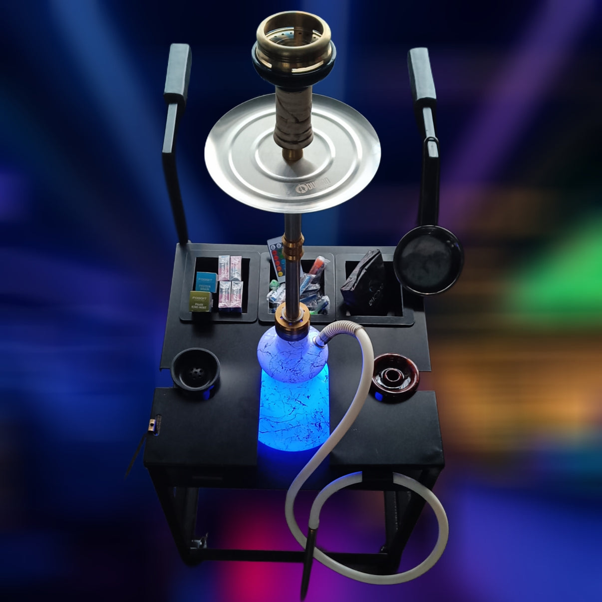 Metallic Hookah Trolley / Table (Height Adjustable)